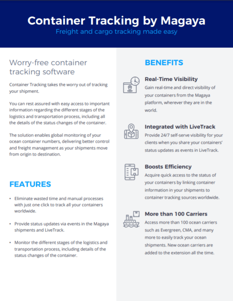 Container Tracking | Data Sheet | Cargo Container Tracking Software