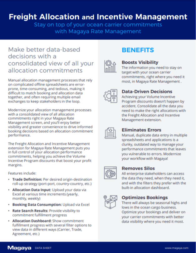 Freight Allocation and Incentive Management Data Sheet | Magaya Digital Forwarder Software