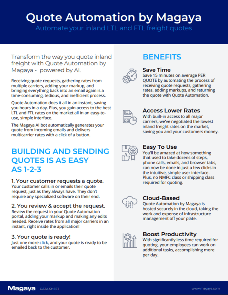 Quote Automation by Magaya Data Sheet