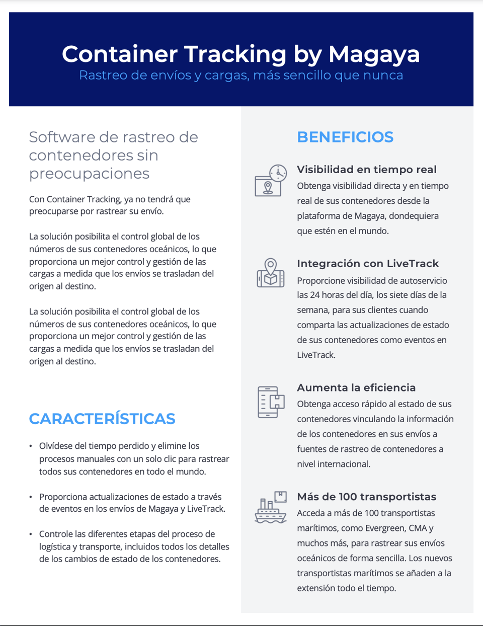 Container Tracking Hoja de Datos | Cargo Container Tracking Software